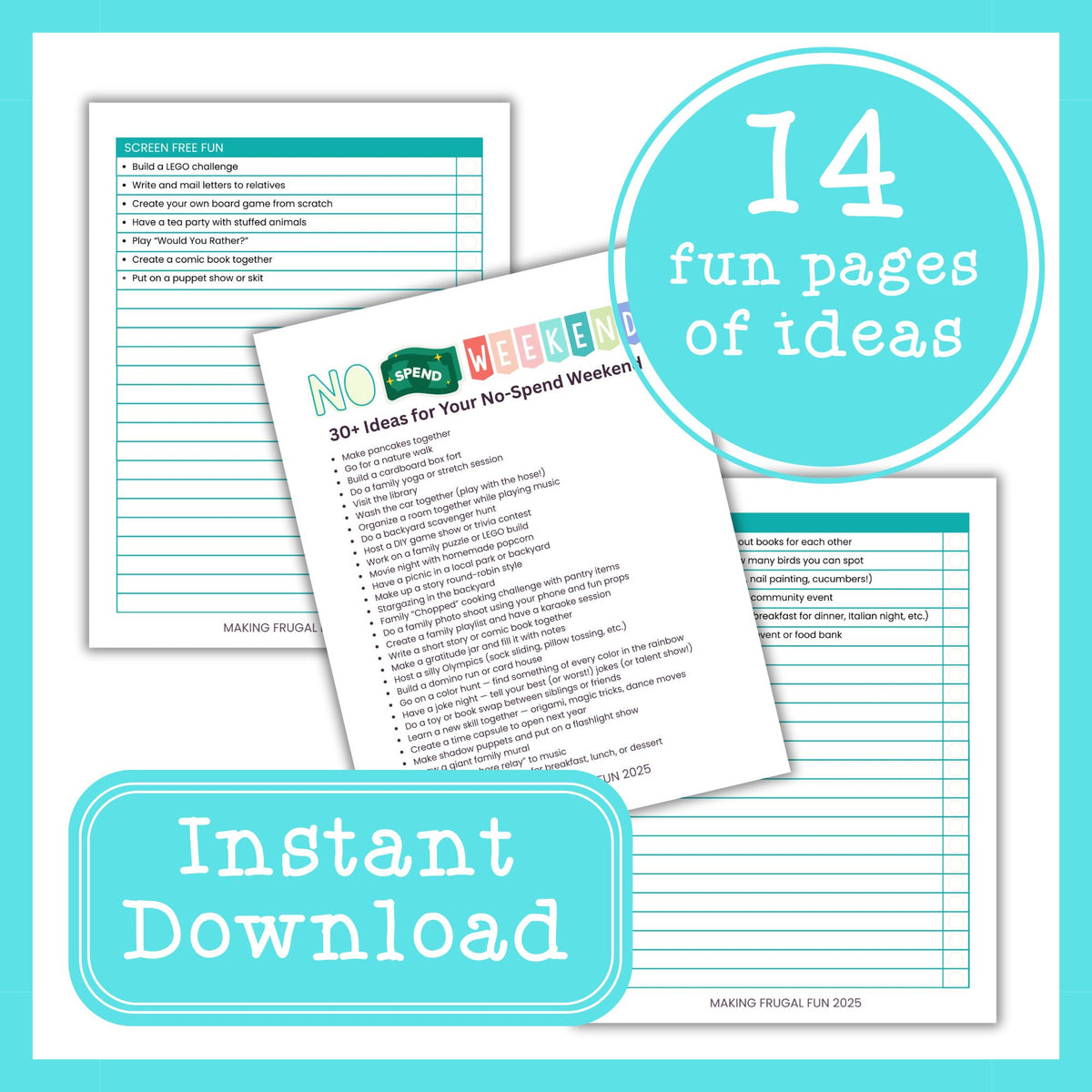 No-Spend Weekend Challenge Printable | Budget Planner & Tracker | Digi ...